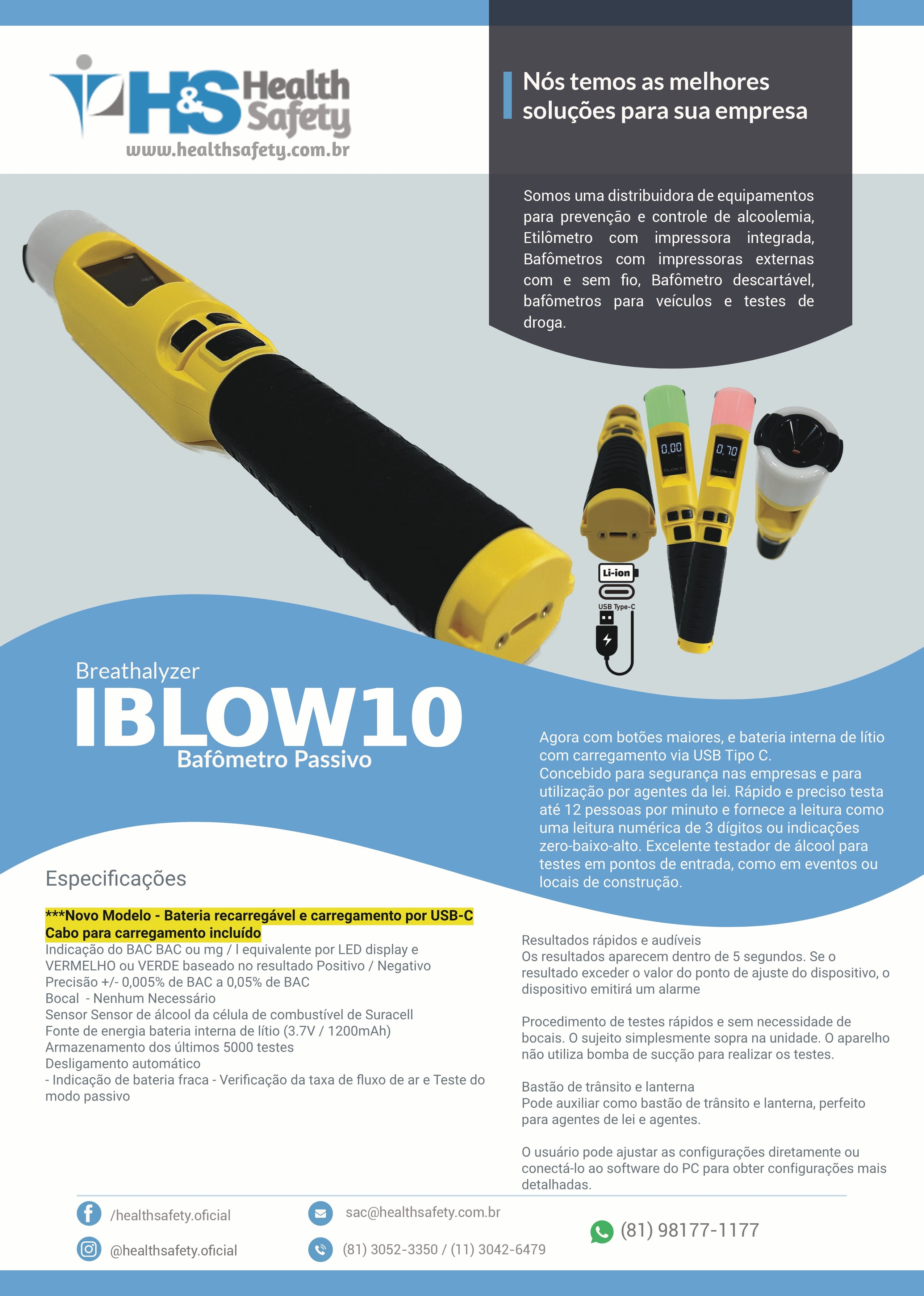 Soluções para Indústrias - Health & Safety - Bafômetros, Etilômetros